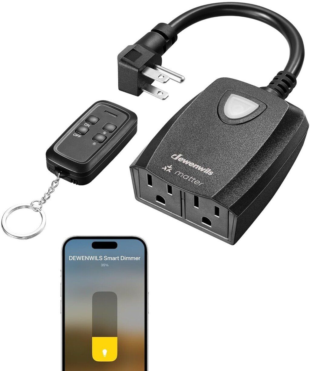 DEWENWILS Wi-Fi Matter Smart Outdoor Dimmer Plug (Dual slot ...